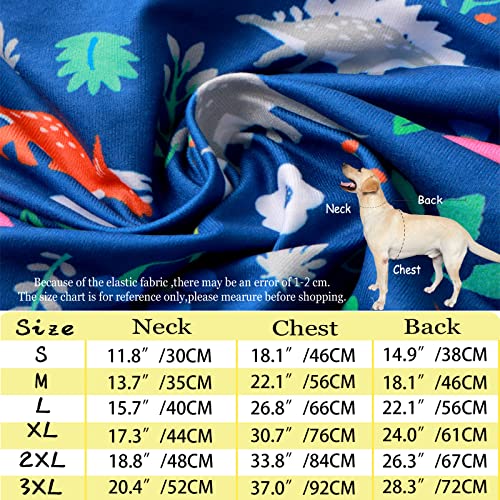 PriPre Dogs Surgery Recovery Suit Dinosaur Printed Long Sleeve Shirts Soft Pajamas Onesie Jumpsuit Prevent Licking Dogs Shedding Suit for Large Dogs(Navy,3XL)