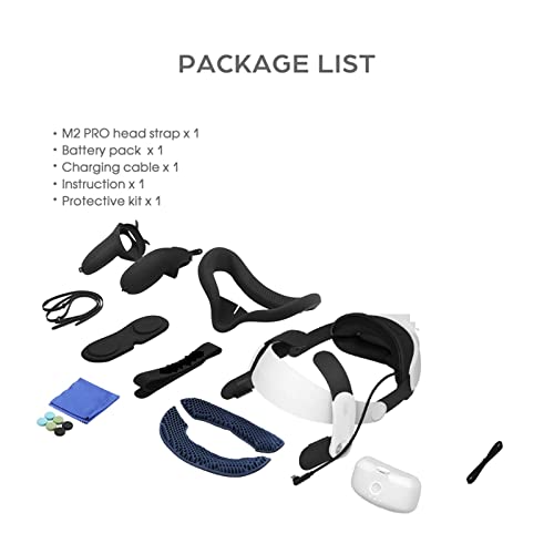 M2 Pro Battery Head Strap for Oculus Quest 2 Elite Halo Strap with 5200mAh Battery Pack for Meta Quest2 VR Accessories (Color : Set 4)