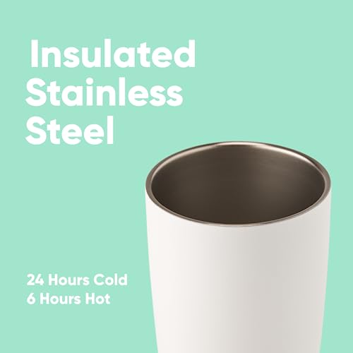 Owala SmoothSip Insulated Stainless Steel Coffee Tumbler, Reusable Iced Coffee Cup, BPA Free, Travel Mug, 20 oz, Gray (Cloudscape)