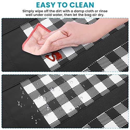 WOWBOX Reusable Grocery Bags,4-Pack, Foldable Reusable Shopping Tote Bags bulk with Reinforced Handles,Large Storage Bags with Water Resistant Coating for Groceries,Multipurpose,Black-White