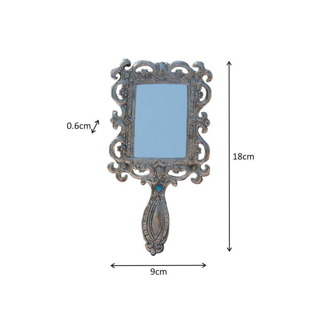 Garden Of Arts Aluminium Metal Silver Antiqe Style Hand Mirror