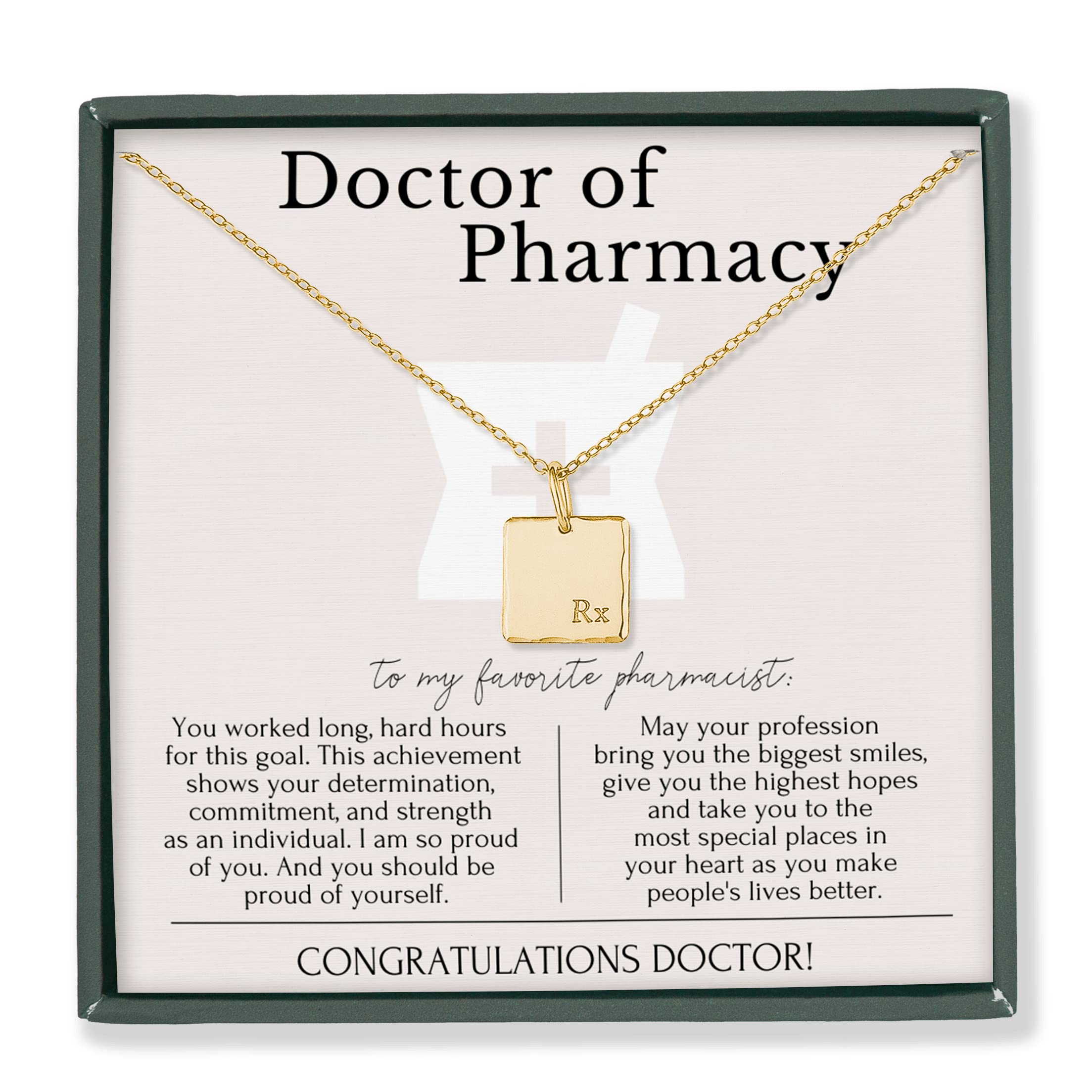HOPE LOVE SHINE Pharmacist Graduation Gift, PharmD Graduation Necklace Gift, Doctor of Pharmacy, Rx Charm 14K gold-filled, Sterling Silver necklace