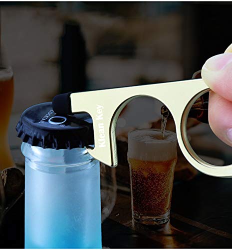 Klean Key Premium No Touch Door Opener Key Chain-Works on Touch Screen-Great for Elevator Buttons- Bottle Opener (Silver)