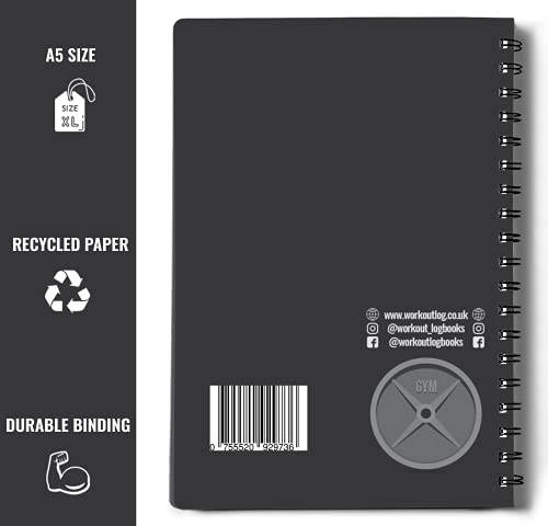 Workout Planner for Daily Fitness Tracking & Goals Setting (A5 Size, 6” x 8”, Charcoal Gray), Men & Women Personal Home & Gym Training Diary, Log Book Journal for Weight Loss by Workout Log Gym