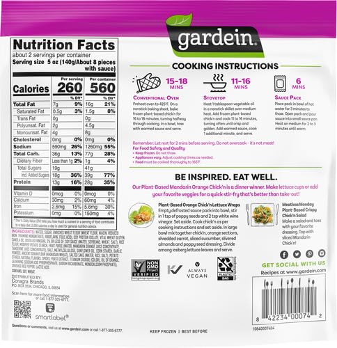 Gardein Mandarin Orange Crispy Plant-Based Chick'n, Vegan, Frozen, 10.5 oz.