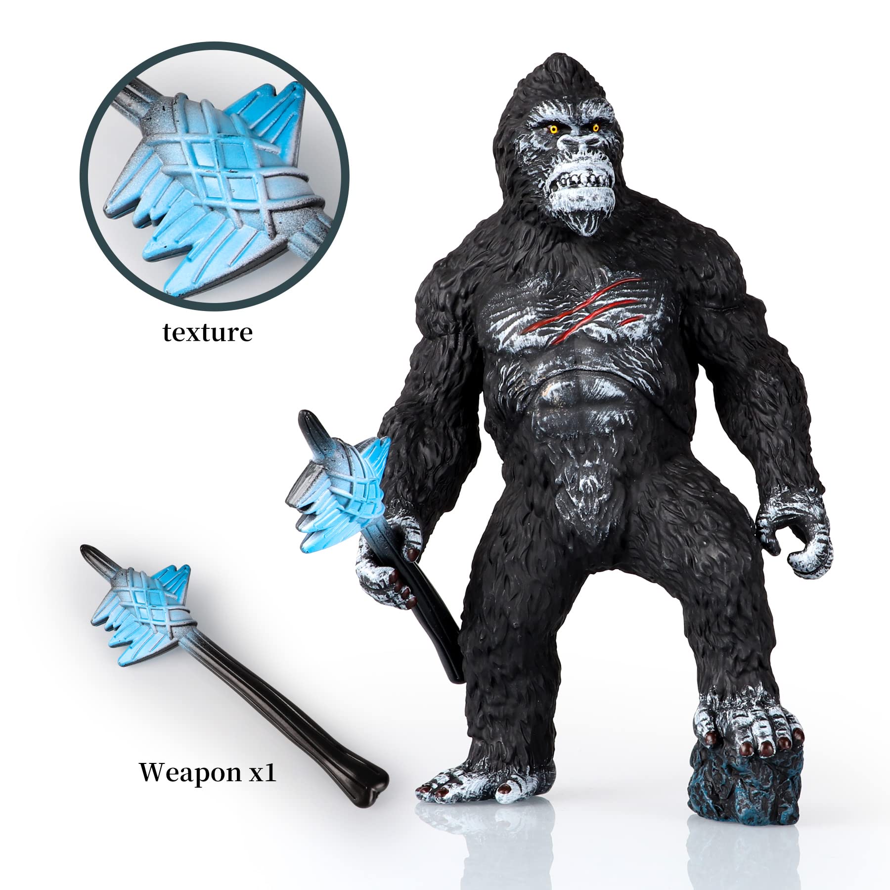 Happy dream King Kong Gorilla Realistic Action Figure Toy Movie 2021 Detachable Tomahawk Weapon Chimpanzee Simulation Model Collection Decoration Gift