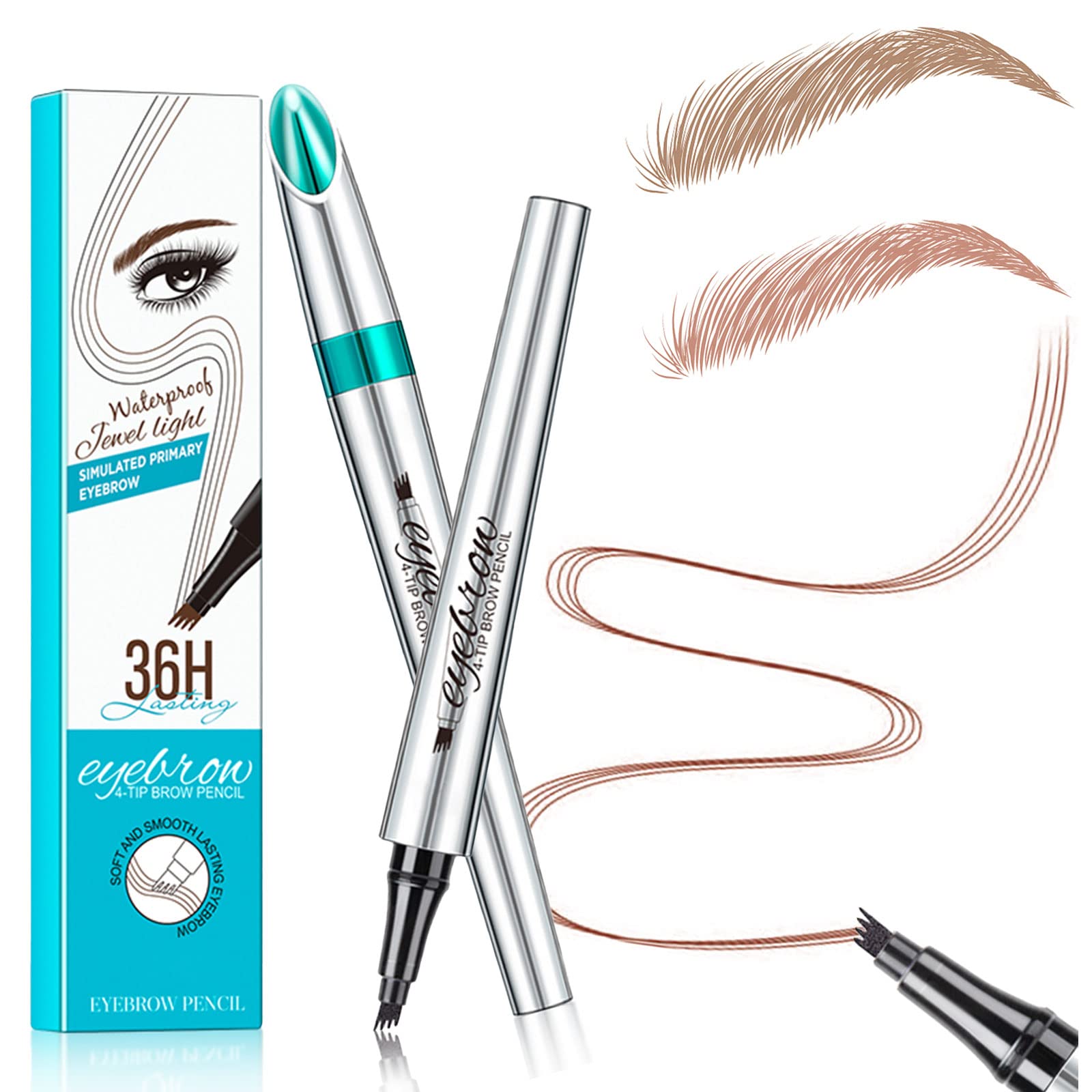 Huieter Eyebrow Microblading Pen, Eyebrow Pencil with an Upgrade Micro-Fork Tip Applicator, Waterproof Long-Lasting Microblading Pencil for Eyebrows, Microblading Pen for Natural Looking Brows Makeup