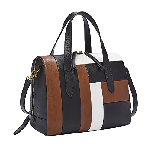 Fossil Women's Sydney Leather Satchel Purse Handbag, Neutral Multi Patchwork