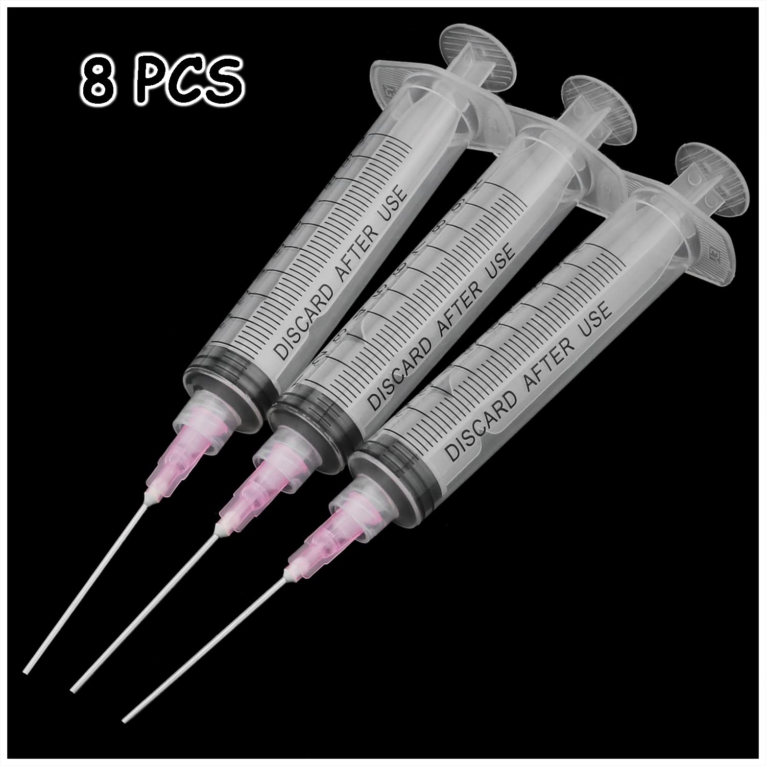 MTQY 8pcs 10ml Plastic Syringes with 18Ga Blunt Needle for Fountain Pen, Computer Printer