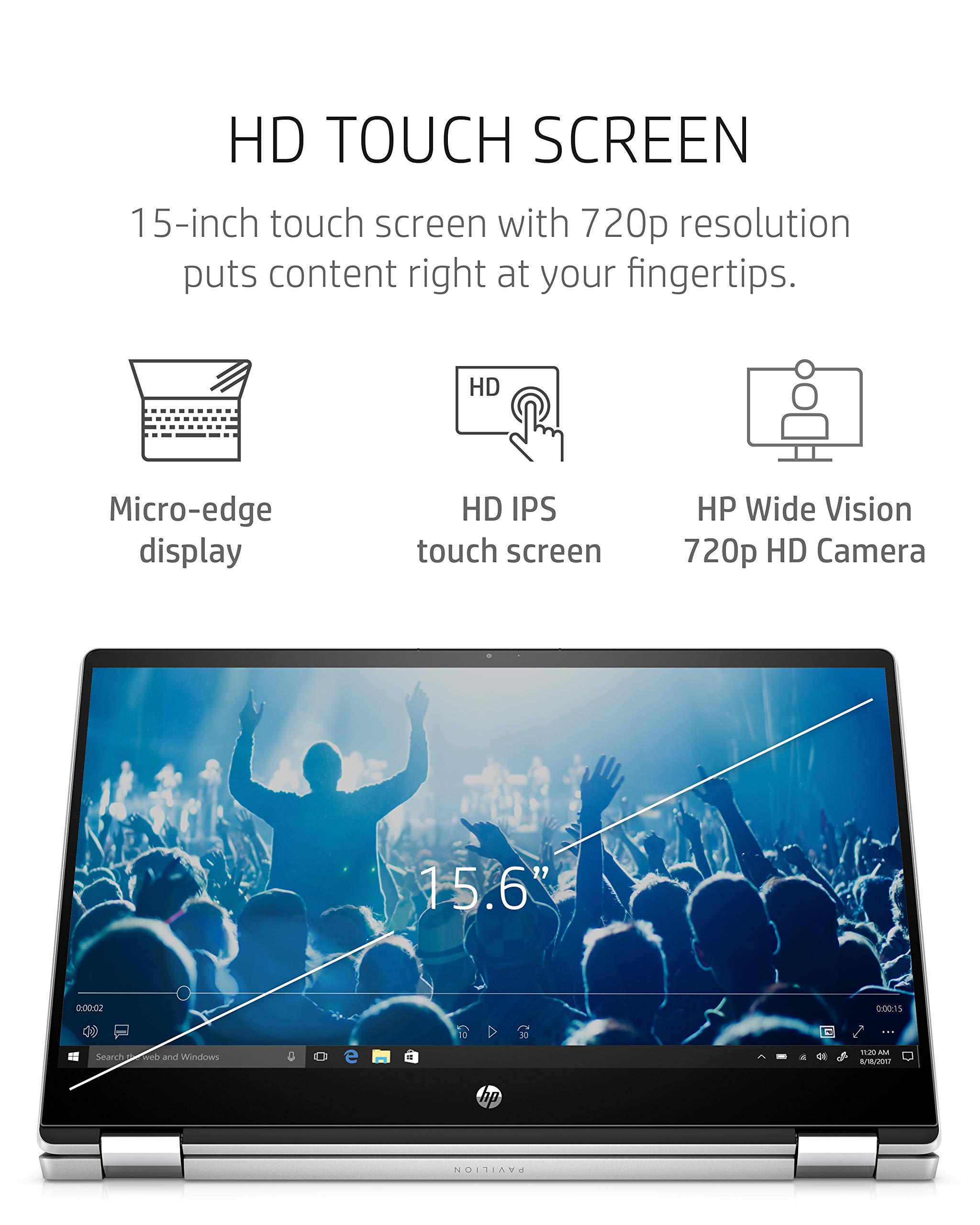 HP Pavilion x360 Convertible 15.6-inch Touchscreen Laptop, 11th Gen Intel Core i5-1135G7, Intel Iris Xe Graphics, 8 GB RAM, 512 GB SSD, HD Micro-Edge Display, Windows 10 Home (15-dq2020nr, 2020)