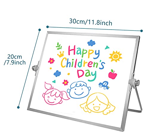 OWill Dry Erase White Board, 8β X 12β Small Whiteboard with Stand, Mini Whiteboard A4 Magnetic Desktop Board & Portable Double-Sided White Board Easel for Kids Drawing in School & Home