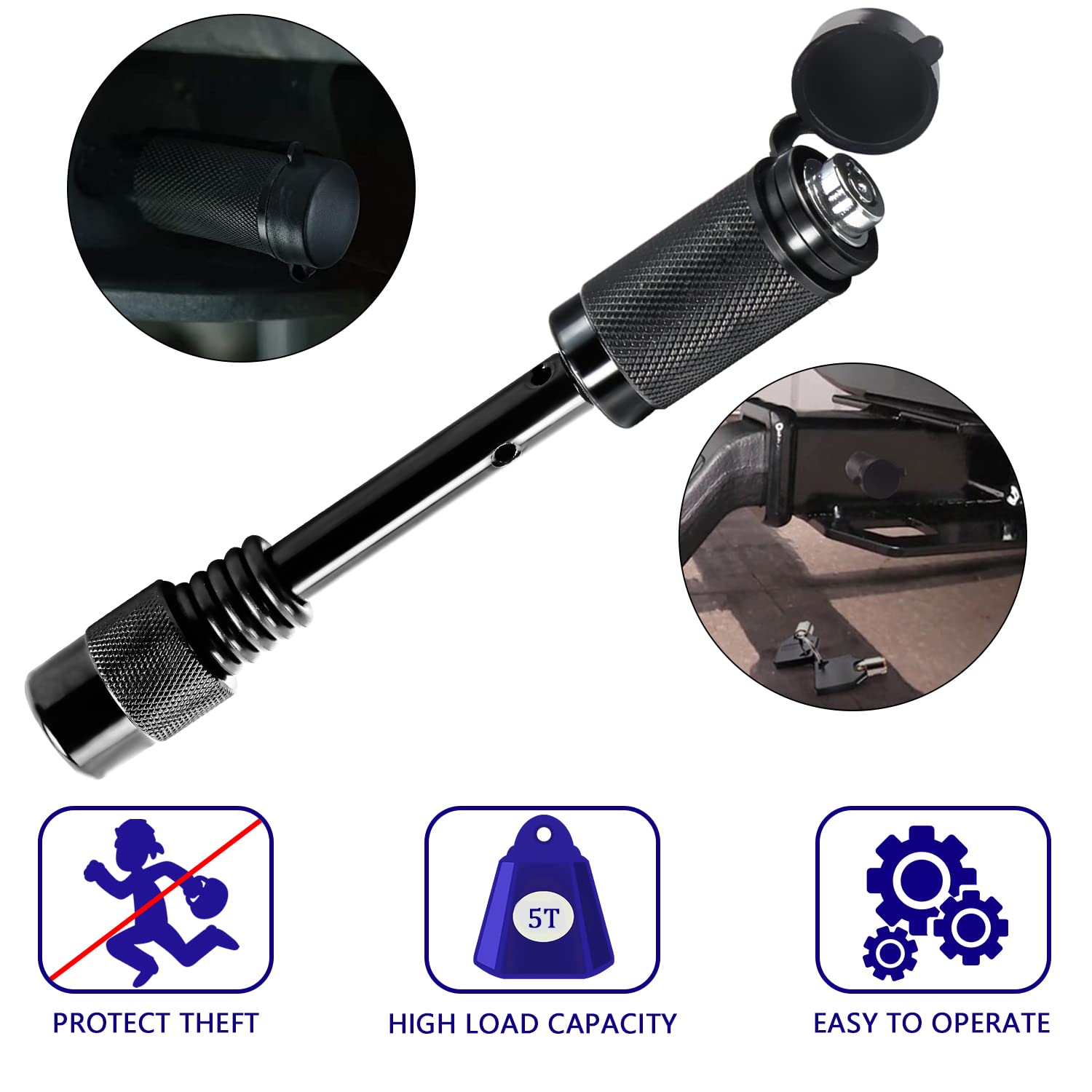 Funmit Trailer Hitch Lock Kit - Include 1/2" and 5/8" Dia Hitch Locking Pin - Fits 1.25, 2 and 2.5" Receivers - Compatible with Towing Trailer Truck Car Boat RV