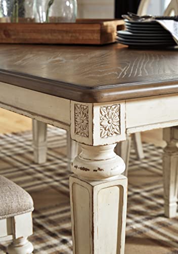 Signature Design by Ashley Realyn French Country Dining Extension Table, Seats up to 8, Chipped White