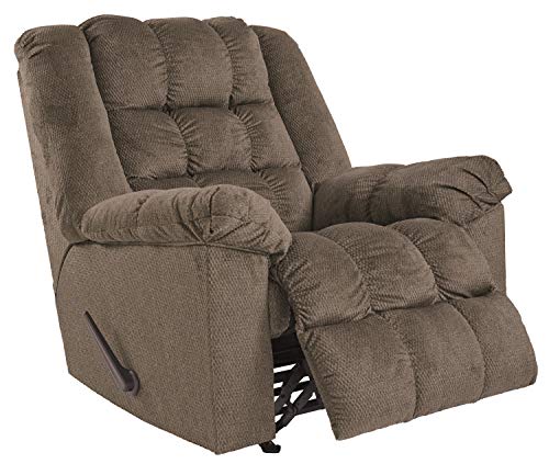 Signature Design by Ashley Drakestone Tufted Manual Rocker Recliner with Lumber Heat and Massage, Light Brown