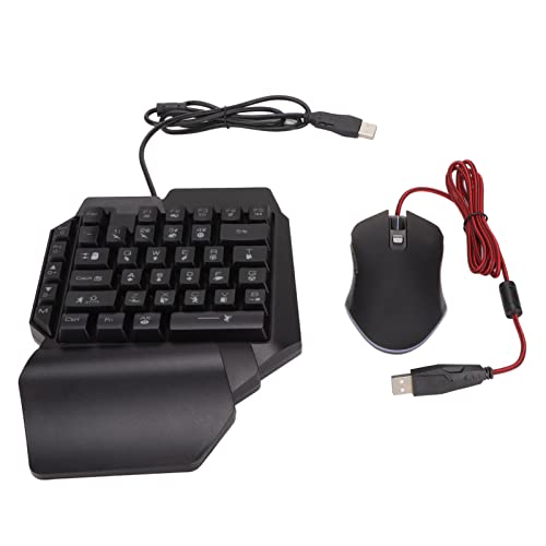 One Handed Keyboard Mouse Combo, 39 Keys Gaming Keyboard Ergonomic Design, 4 Level DPI Adjustable Mouse, RGB Color Backlit USB Keyboard Mouse Set for Work, Game