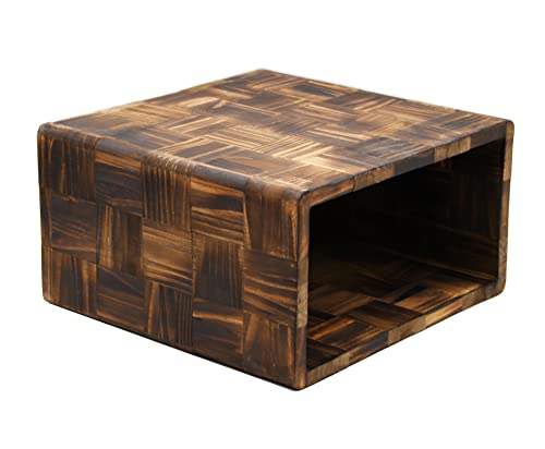 Owlgift Wooden Rustic Burnt Waste Basket Trash Bin, Rectangular Wastebaskets, Bathroom Garbage Can, Bedroom Dorm Recycle Office Can Wastebasket Décor, 5.3" x 10" 9.5"