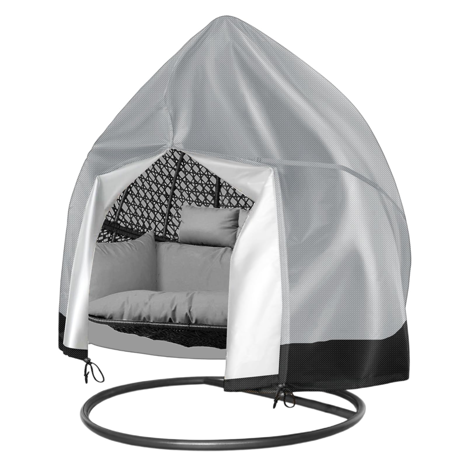 Patio Hanging Double Egg Chair Cover, 91x80 Inches Extra Large Waterproof Double Egg Chair Cover for Outdoor Furniture, Heavy Duty Swing Hanging Egg Chair Cover for Outdoor Porch Wicker Egg Chair
