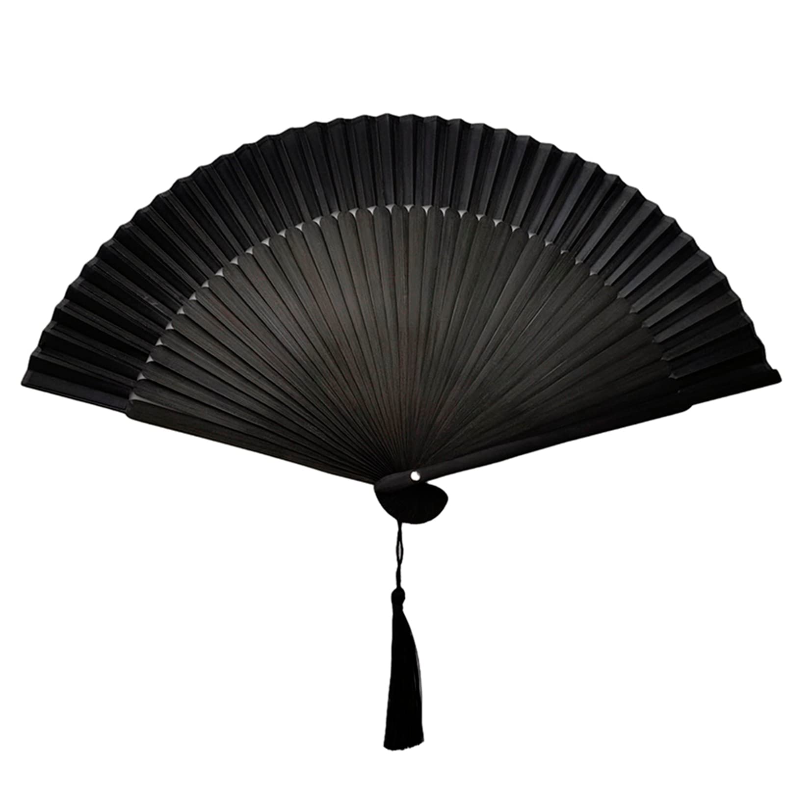 ERTUO Black Hand Fan Chinese Folding Fan Silk Fan Bamboo Fan Retro Women's Men's Suitable as Wedding Gift
