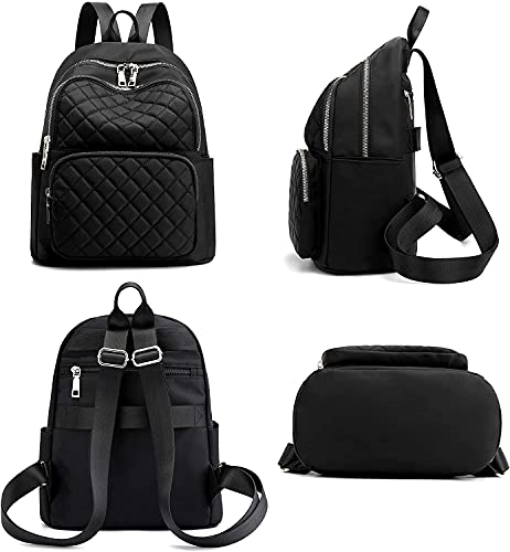 Wraifa Waterproof Oxford Small Backpack Purse for Women Mini Fashion Ladies Travel Shoulder Bag(quilted backpack with purse)
