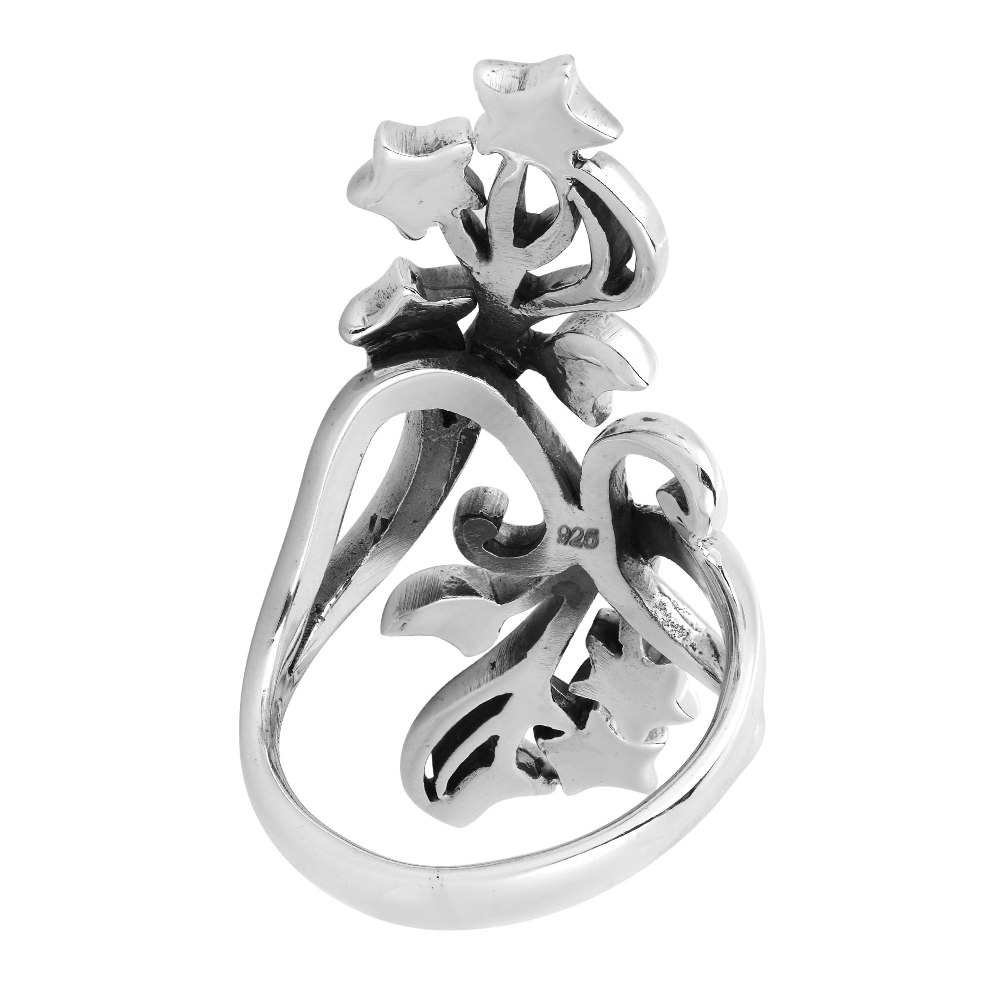 Gorgeous Stars and Half Moon Swirl Vine .925 Silver Ring (10)