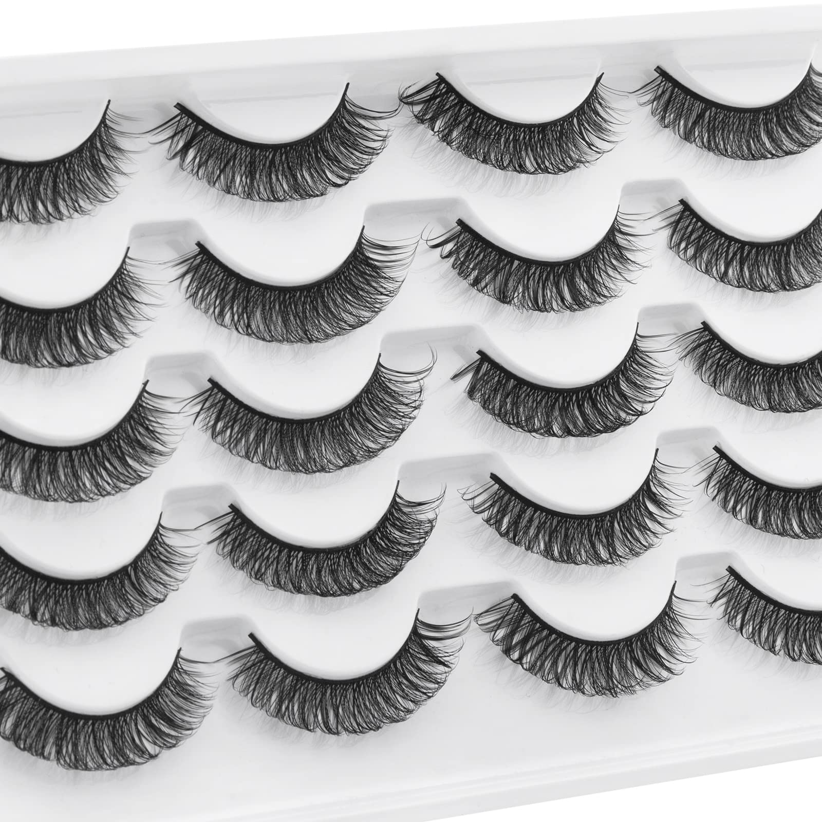 KOUSEI Eyelashes Russian Strip Lashes Natural Wispy Fluffy Eyelash Extension Effect Fake Eyelashes 10 Pairs Pack (Russian-B)