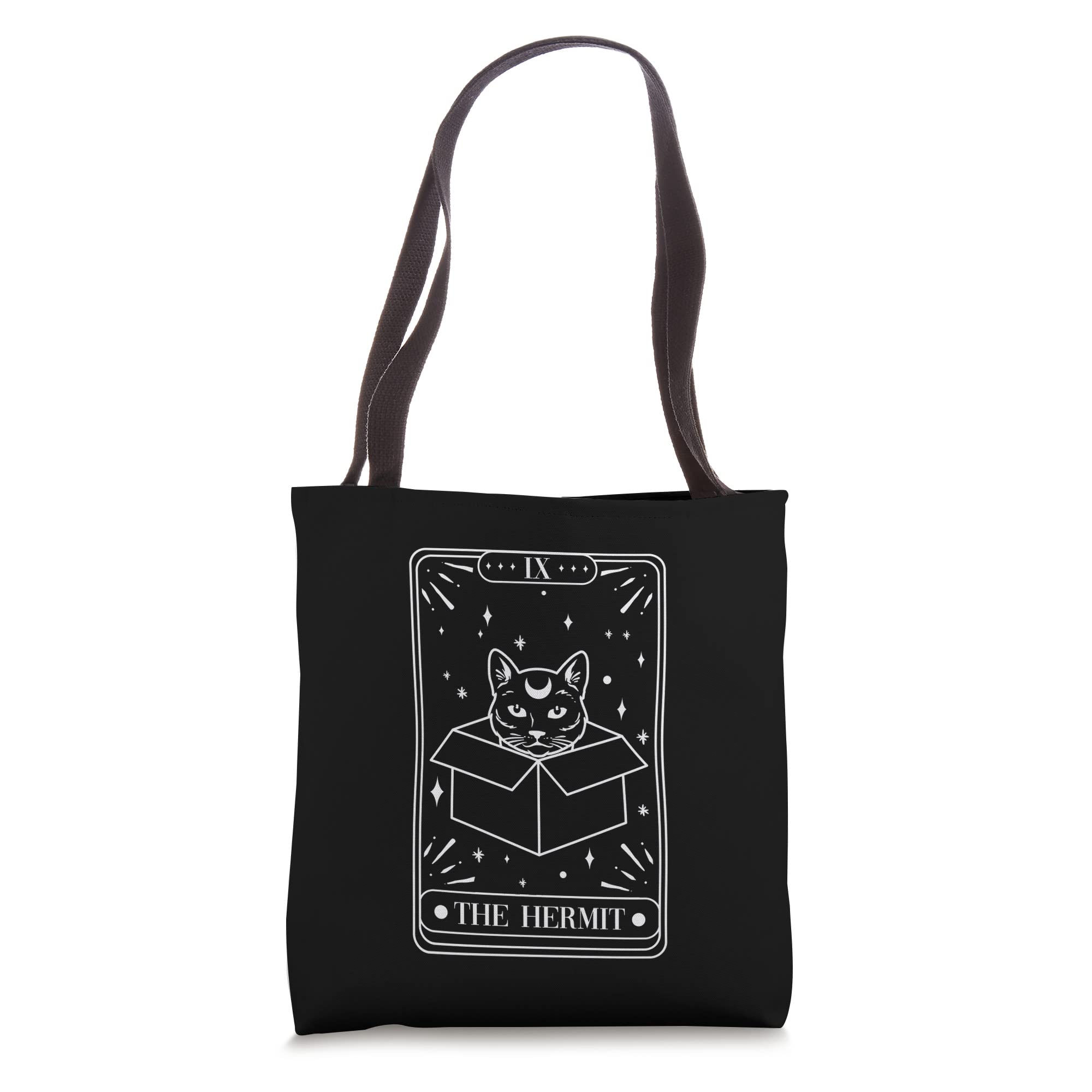 Funny Cat Hermit Tarot Card Witch Astrology Occult Halloween Tote Bag