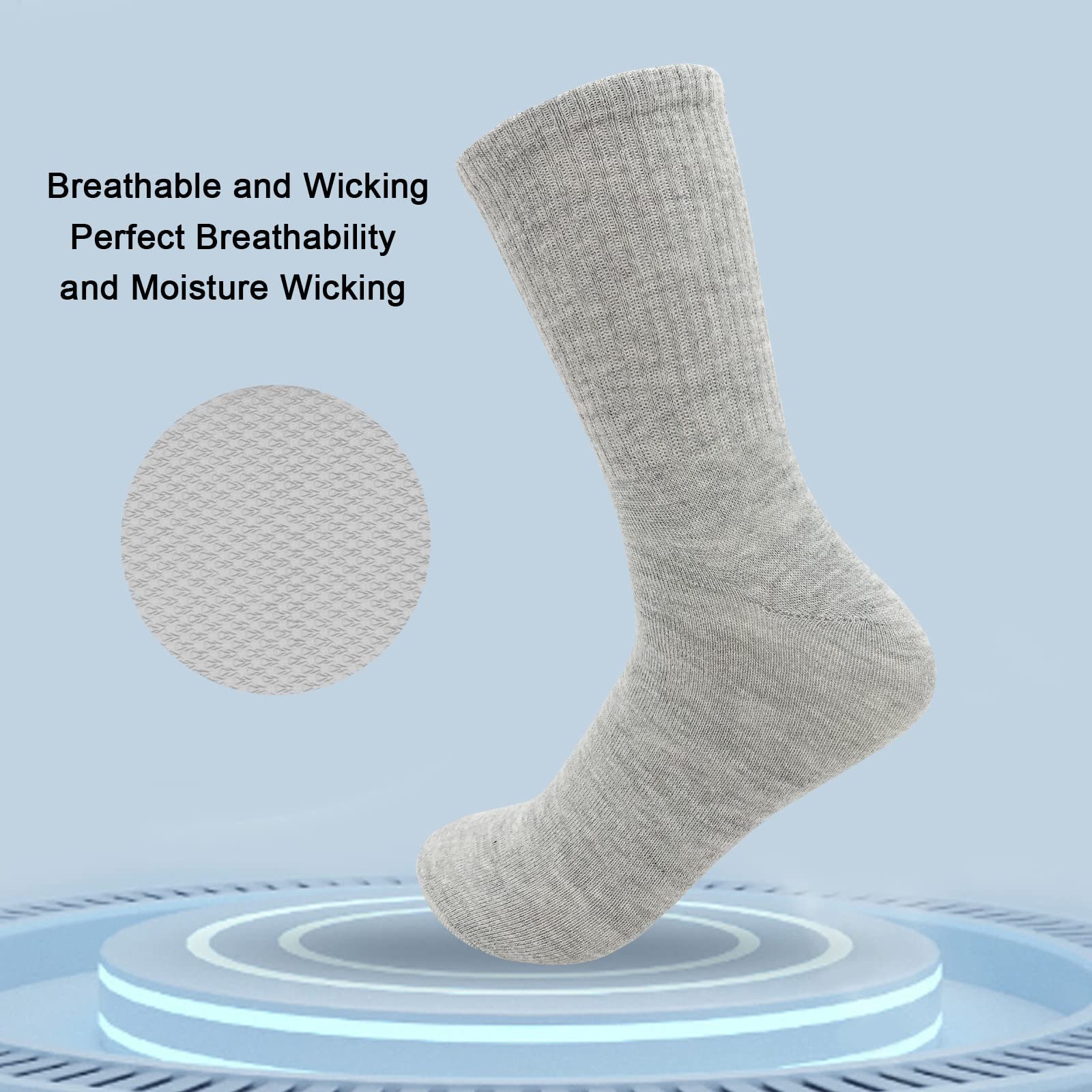 HERAN Crew Socks for Men Size 6-12, Athletic Casual Men's Socks 9-Pairs, Calf Socks for Men