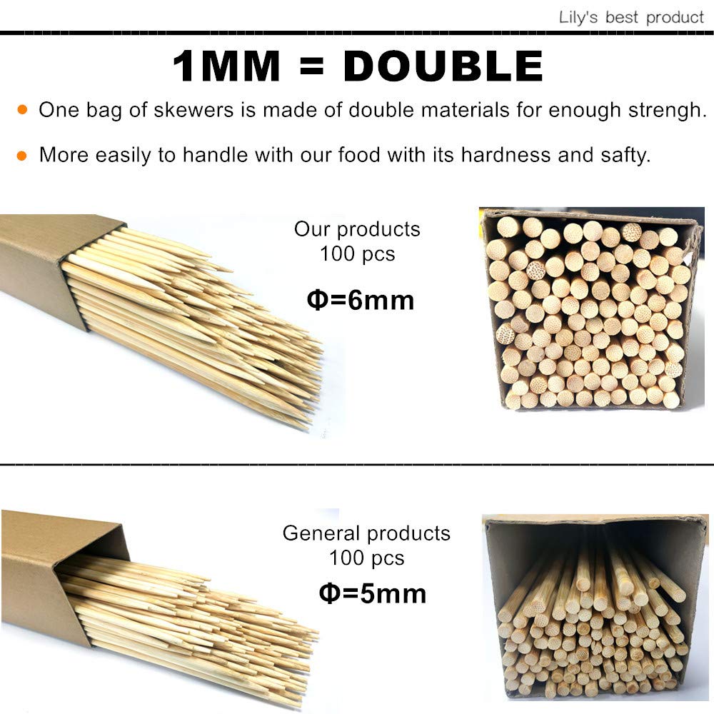 HOPELF 36" Natural Bamboo Skewers Sticks for Marshmallows,S'Mores,BBQ,Kabob,Grilling,Barbecue,Roasting,Camping.More Size Choices 6"/8"/10"/12"/14"/30"(100 PCS)
