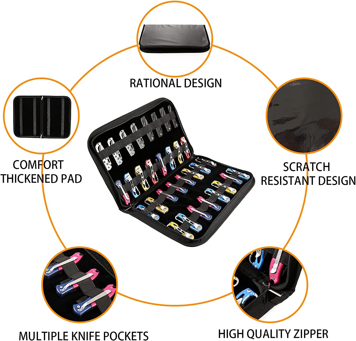 Knife Case,Knife Display Case,Knife Storage,32 Slots Folding Knife Holder Organizer,Butterfly Pocket Knife Carrier,Knives Collection Protector For Survival Tactical Outdoor EDC Mini Knife (Black)