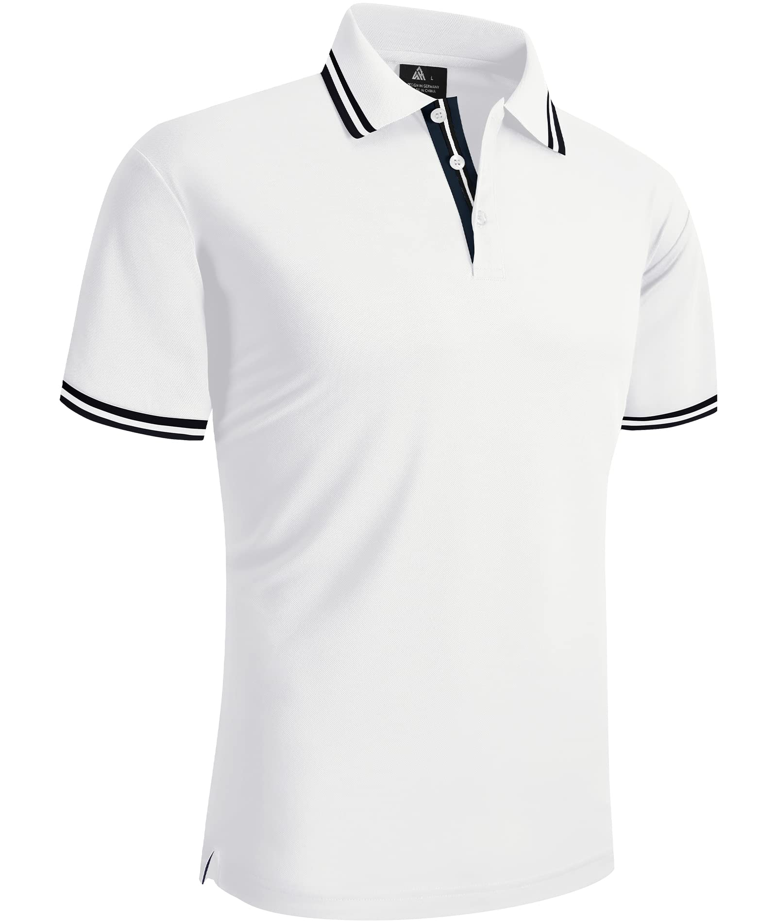 GEEK LIGHTING Polo Shirts for Men Short Sleeve Summer Causal Collared Golf Tennis T-Shirt,White Black M