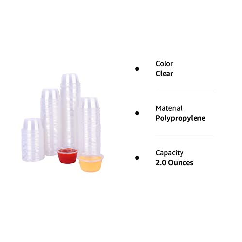 TashiBox Disposable Mini Polypropylene Cups, Portion Cups (No Lids), 200 Count (2 oz)