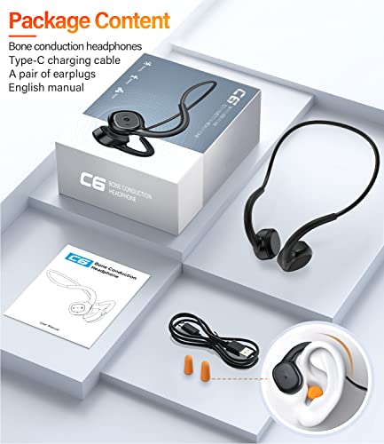 PTYOO Bone Conduction Headphones, Open-Ear Bluetooth 5.3 Headphones with Microphone, Sweat Resistant Sports Earbuds Wireless Earphone for Running Workout Cycling