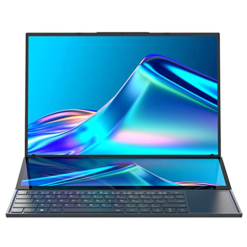 Huleo Dual Screen Laptop, 16in 14in Dual Screen Laptop for Win11 13600mAh Battery for Intel for Core I7 CPU for Playing Games (US Plug)