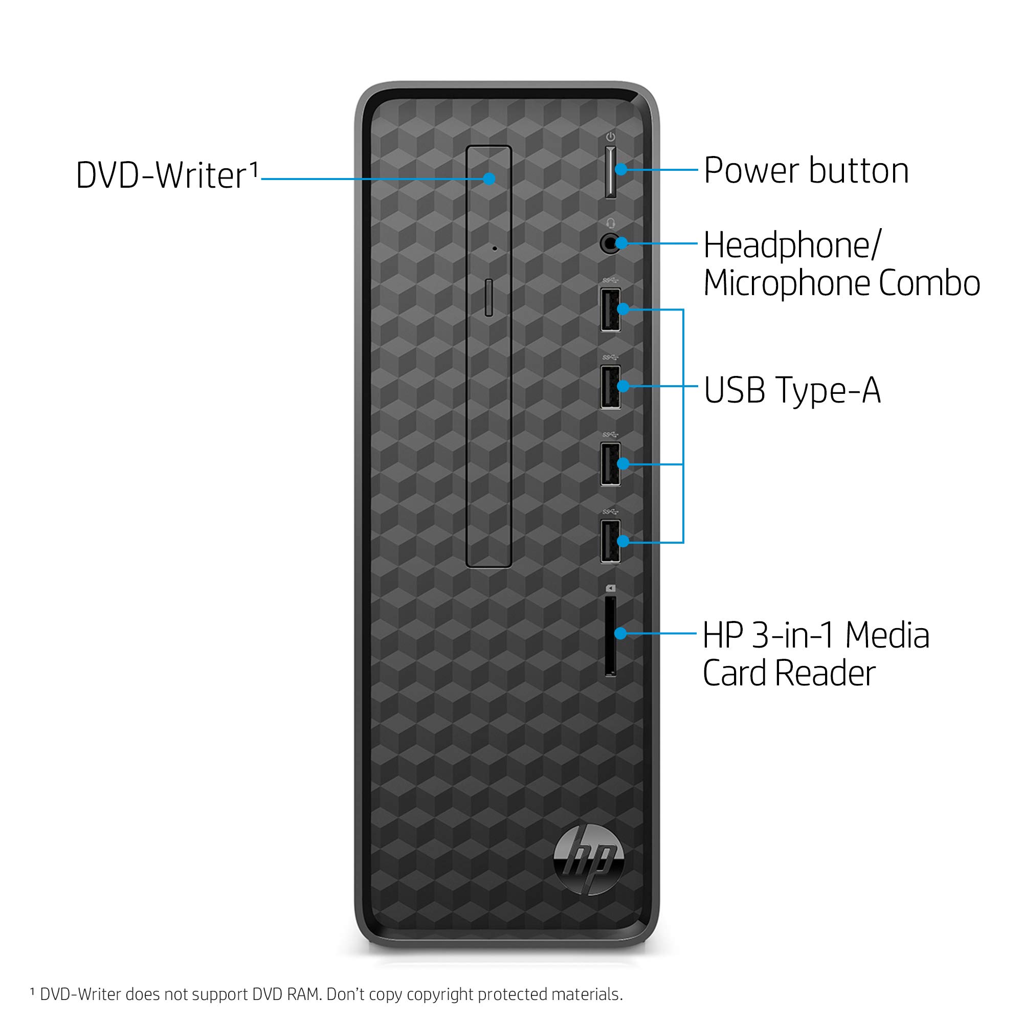 HP Slim Desktop, AMD Athlon Gold 3150U, 8GB RAM, 256 GB SSD, Windows 11 (S01-aF0020, Black)