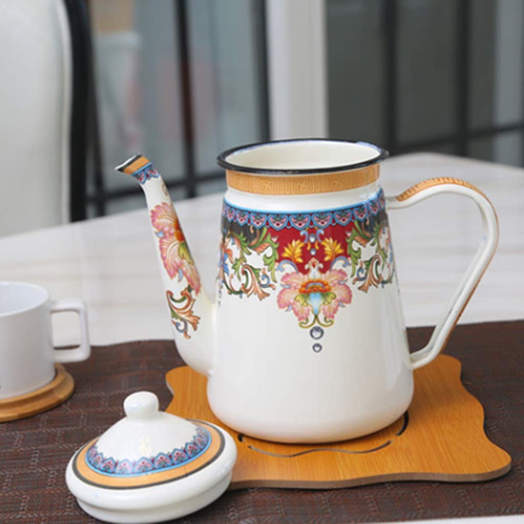 Enamel Kettle Thickened Retro Kettle White Whistle Induction Cooker Natural Gas Home Restaurant Teapot (1.2L, 40.5OZ) Multifunctional water kettle