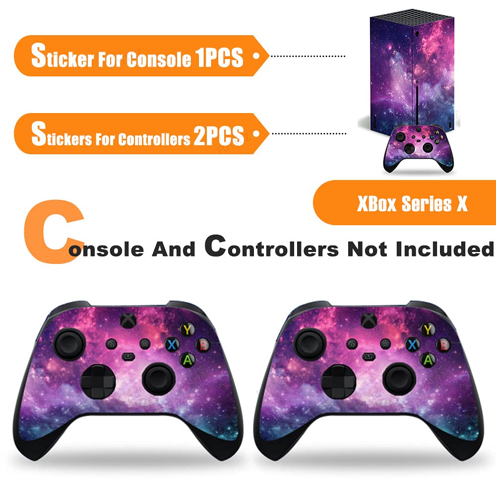 FOTTCZ Vinyl Skin for Xbox Series X Console and Controllers, Sticker Decal Protect Xbox Series X Devices - Light Purple Nebula 2