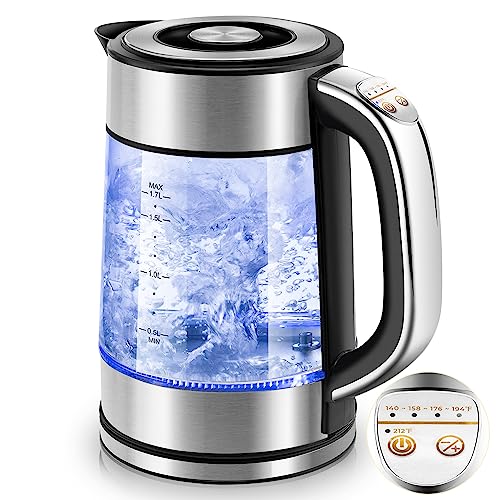 Pukomc Electric Kettle Temperature Control with 5 Presets, 1500W Keep Warm Electric Tea Kettle & 1.7L Hot Water Boiler, Auto-Off & Boil-Dry Protection, BPA Free, Black