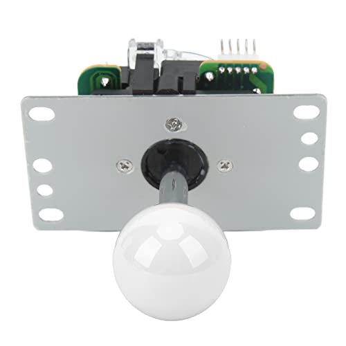 Kadimendium Arcade Joystick, ABS Metal Small Shaking Distance Light Resilience Quadrate Retaining Ring Arcade Game Fighting Stick for Game Room(White)