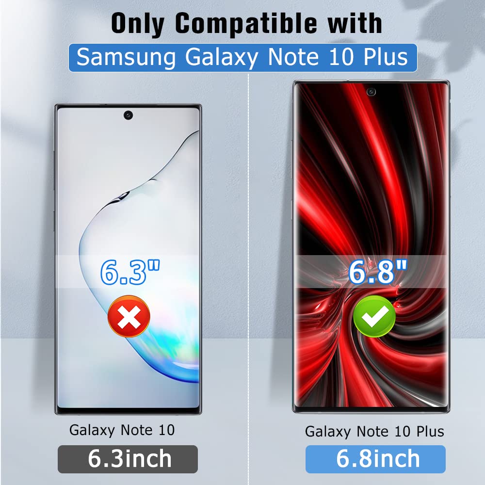 LETANG [3 Pack] Galaxy Note 10 Plus 5G Screen Protector Tempered Glass, Fingerprint Unlock Support 9H Hardness 3D Curved Full Coverage, Screen Glass HD Film for Samsung Galaxy Note 10 Plus(6.8 inch)