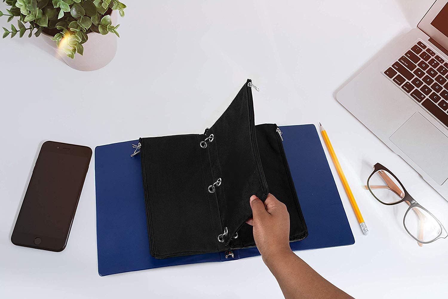Pencil Pouch for 3 Ring Binder Bulk Pencil Bags with Zipper, Large Binder Pencil Pouch Bundle for School, Offices, Budgeting (96 Pencil Cases in Black)
