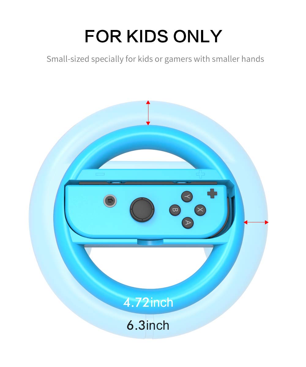 GH Switch Steering Wheel for Mario Kart 8 Deluxe and Booster Course Pass (DLC), Racing Wheel Accessories Compatible with Nintendo Switch/Switch OLED Joy Con Controller (Red and Blue)