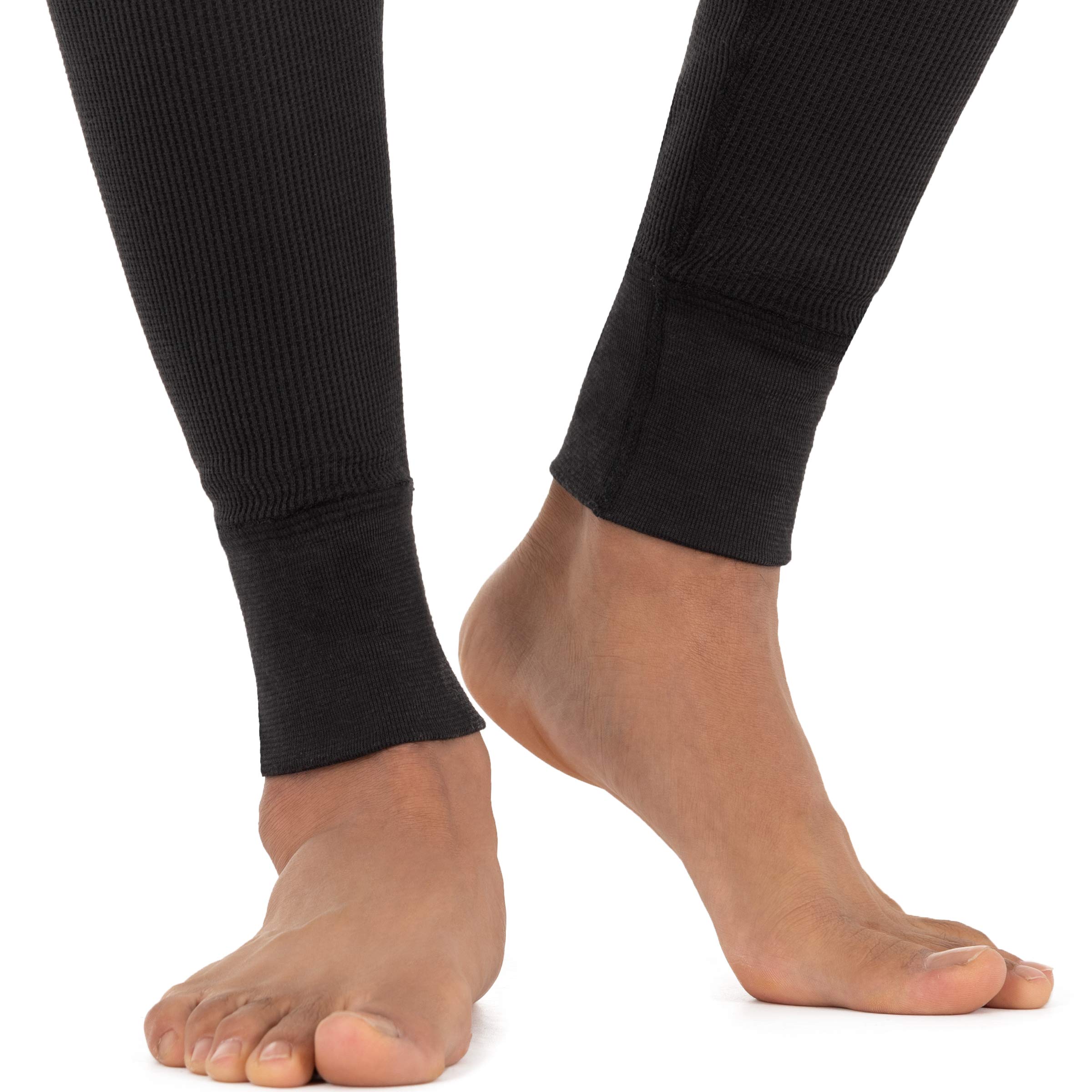 Fruit of the Loom Men's Recycled Premium Waffle Thermal Underwear Long Johns Bottom (1, 2, 3, and 4 Packs), Black/Greystone Heather, Medium
