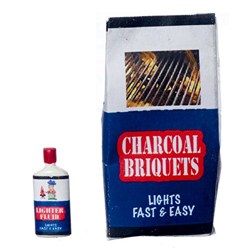 Farrow Industries Dollhouse Miniature Charcoal Briquettes & Lighter Fluid