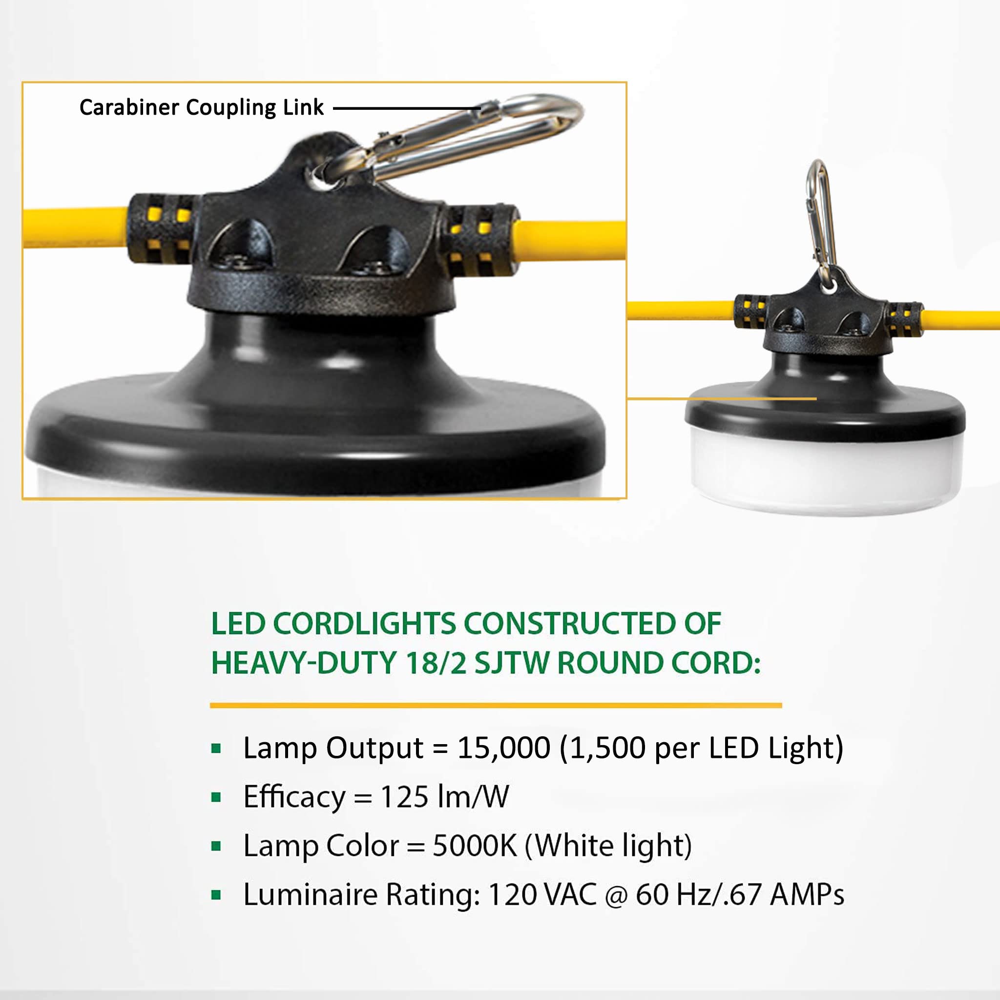 EPCO 100-Foot Temporary LED CordLights are used for Construction and Renovation Job Sites and other outdoor applications