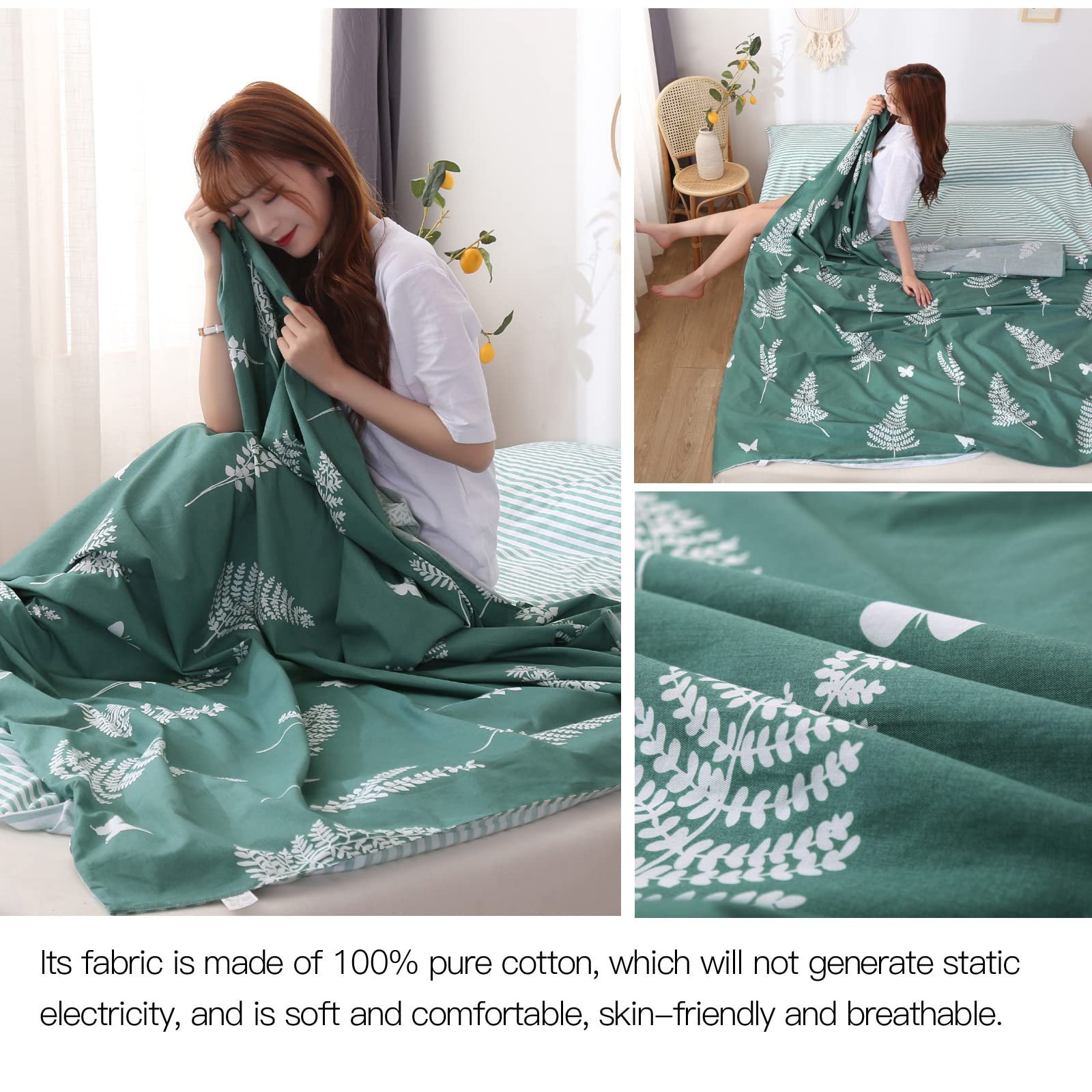HEHEXIA Cotton Sleeping Bag Liner with Zipper, 100% Cotton Lightweight Compact Sleeping Bag Sack Sheet for Travel Camping Hiking Office (Small, Tree)