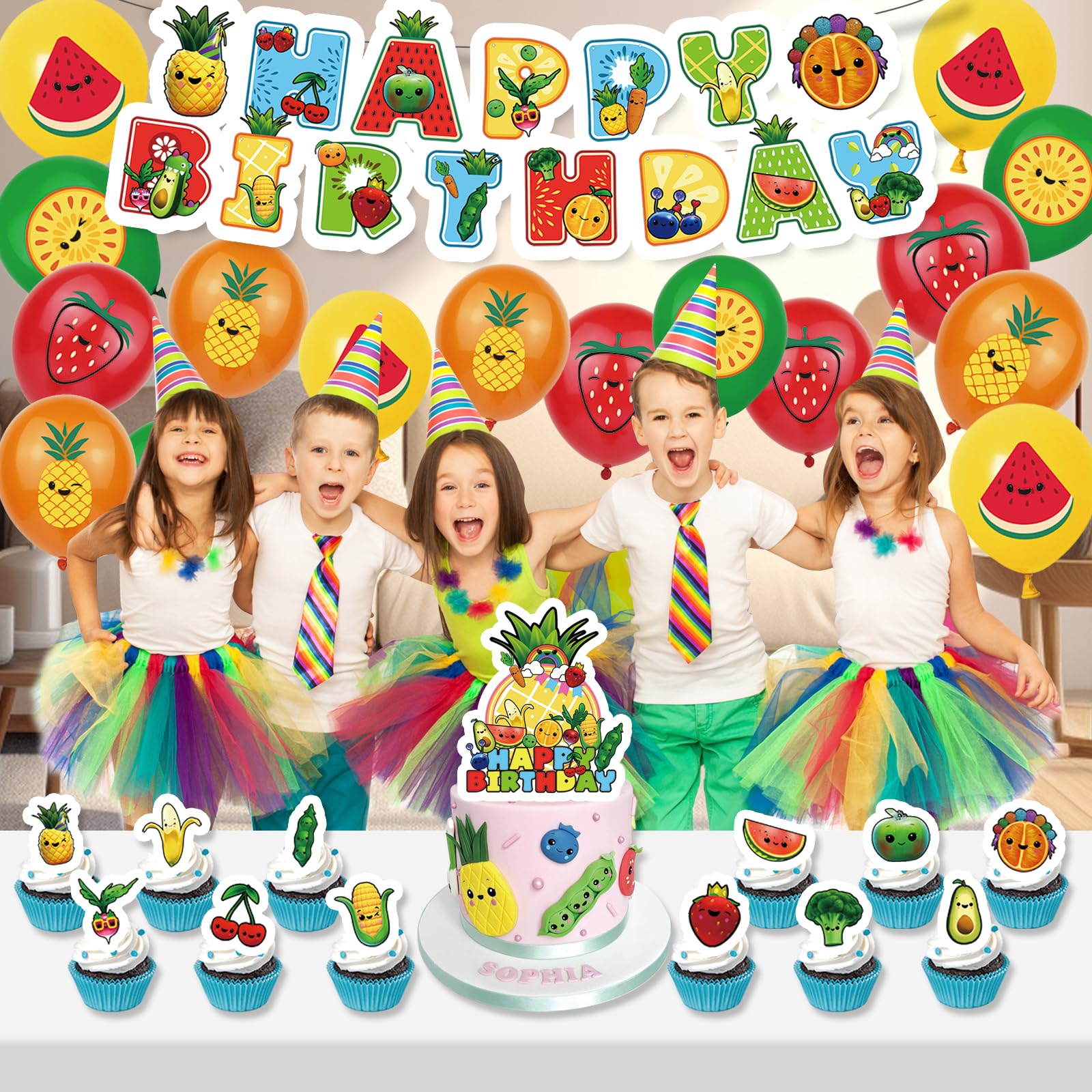 Fruit party Decorations Cake Cup Topper for Kids 1st Birthday Patry Banner Supplies