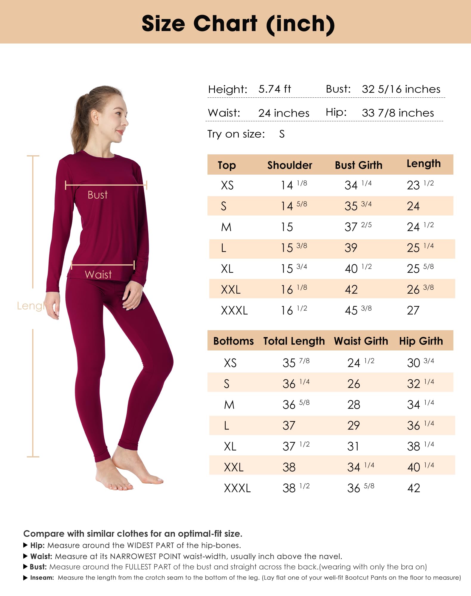 JTANIB Thermal Underwear for Women Long Johns Set Fleece Lined Base Layer Cold Weather