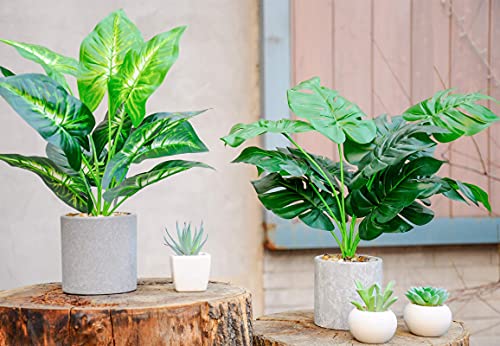 WUKOKU 2pcs Fake Plants 16" Faux Plants Artificial Potted Plants Indoor for Home Office Farmhouse Kitchen Bathroom Table Shelf Decor