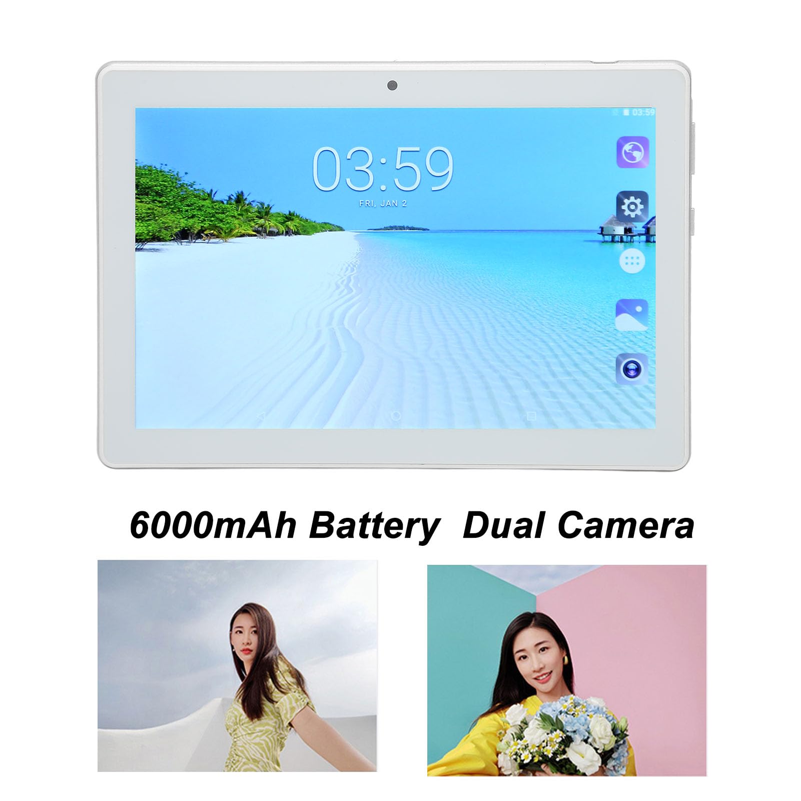 Gugxiom 8 Inch Tablet, 4G Calling Tablet, 6GB RAM 128GB ROM Office Tablet, 5MP+8MP Camera, Octa Core Processor, Dual Card Dual Standby, 6000mAh, 5G WiFi (Sliver)