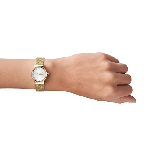 Skagen Women's Freja Quartz Watch with Stainless Steel Mesh Strap, Gold, 12 (Model: SKW2717)